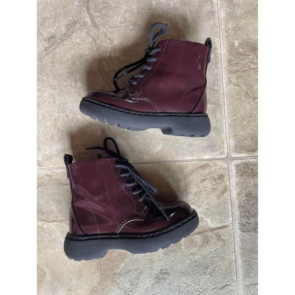 Zara | Shoes | 23 Eu7 Us Zara Burgundy Patent Boots | Poshmark